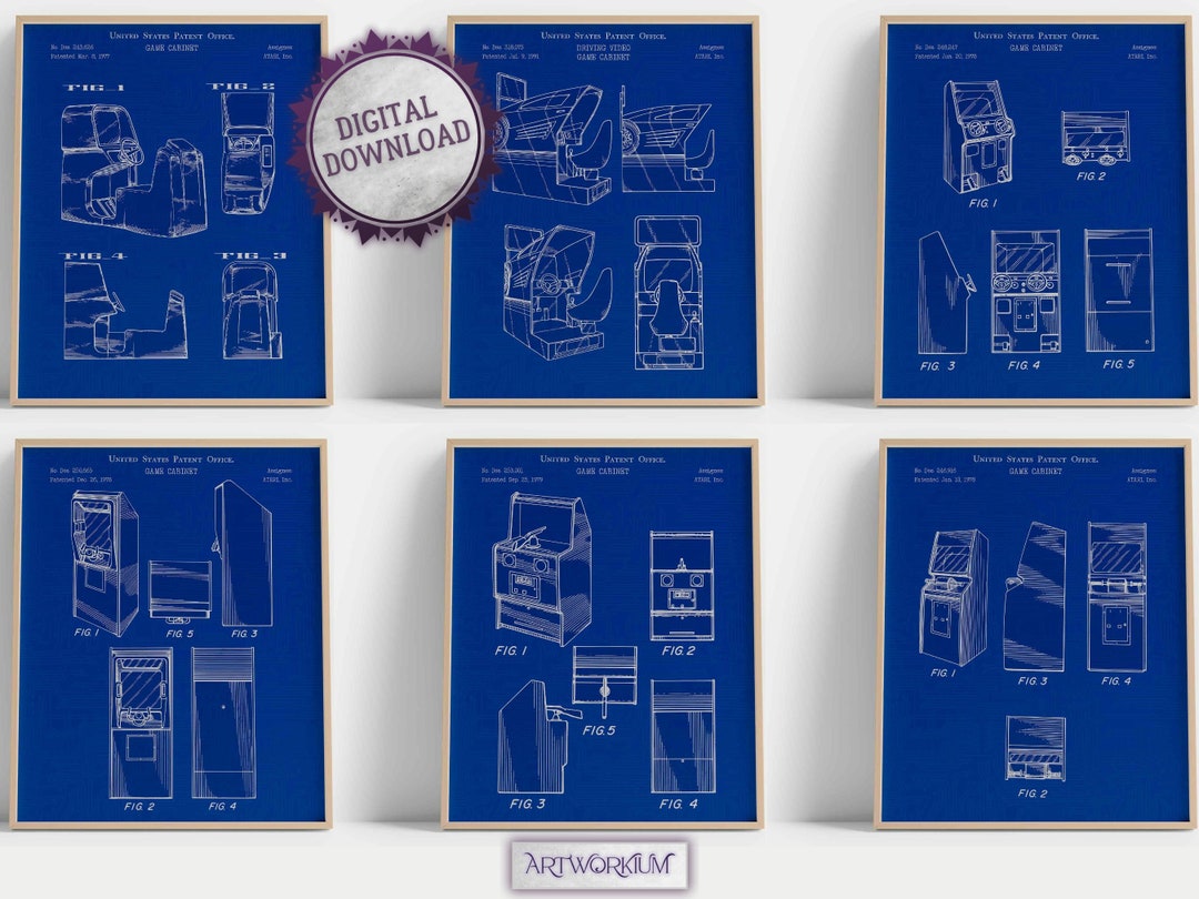 Arcade Machine Patent Prints: Blueprint Gaming Room Decor [volume 1 ...