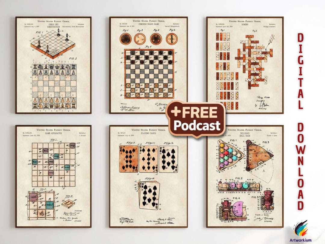 Vintage Game Patent Prints + PODCAST: Classic Board Games Art [volume 1 ...