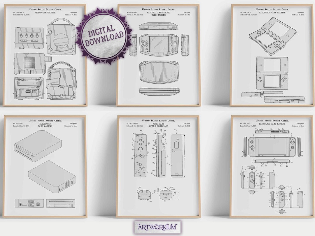 Retro Game Console Patent Art Prints: Gamer Room Decor [volume 2 ...