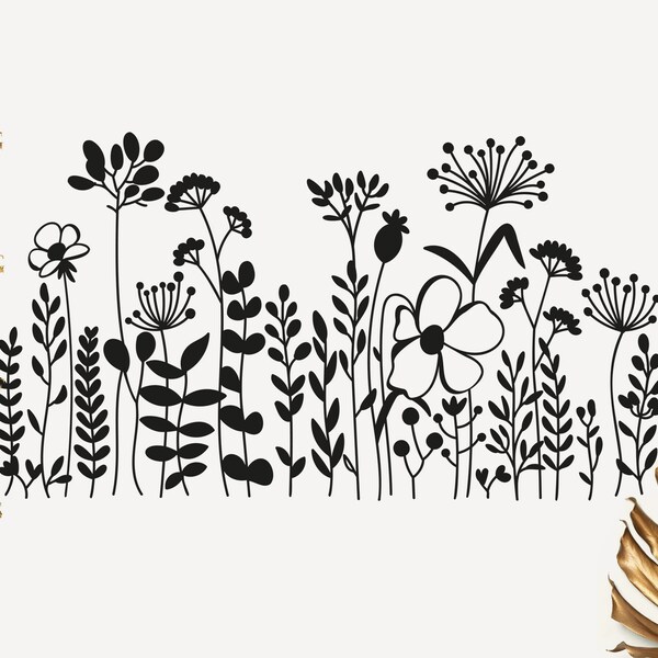 Wildflower Row Svg - Etsy