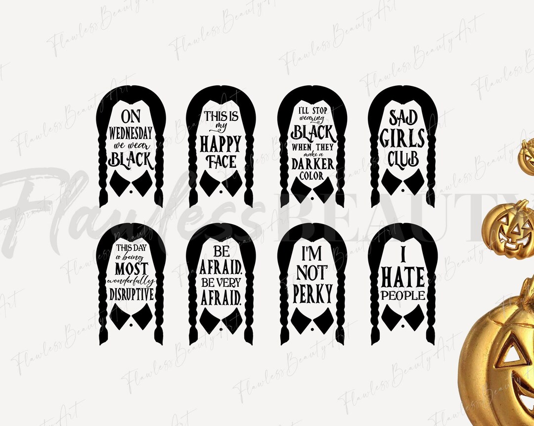 Wednesday Bundle SVG PNG Wednesday Phrase Nevermore Horror - Etsy