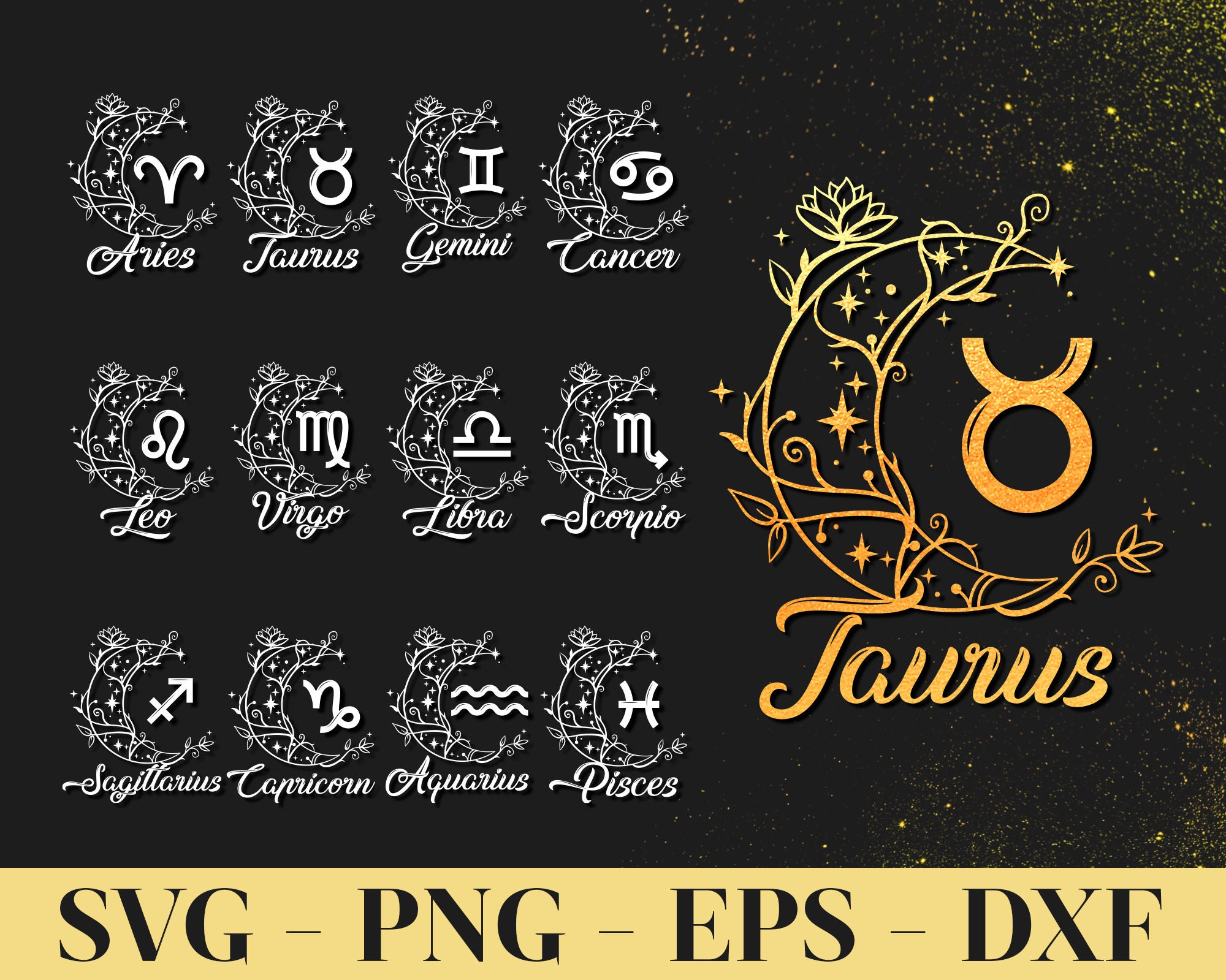 Art & Collectibles Clip Art flower zodiac constellation svg horoscope ...