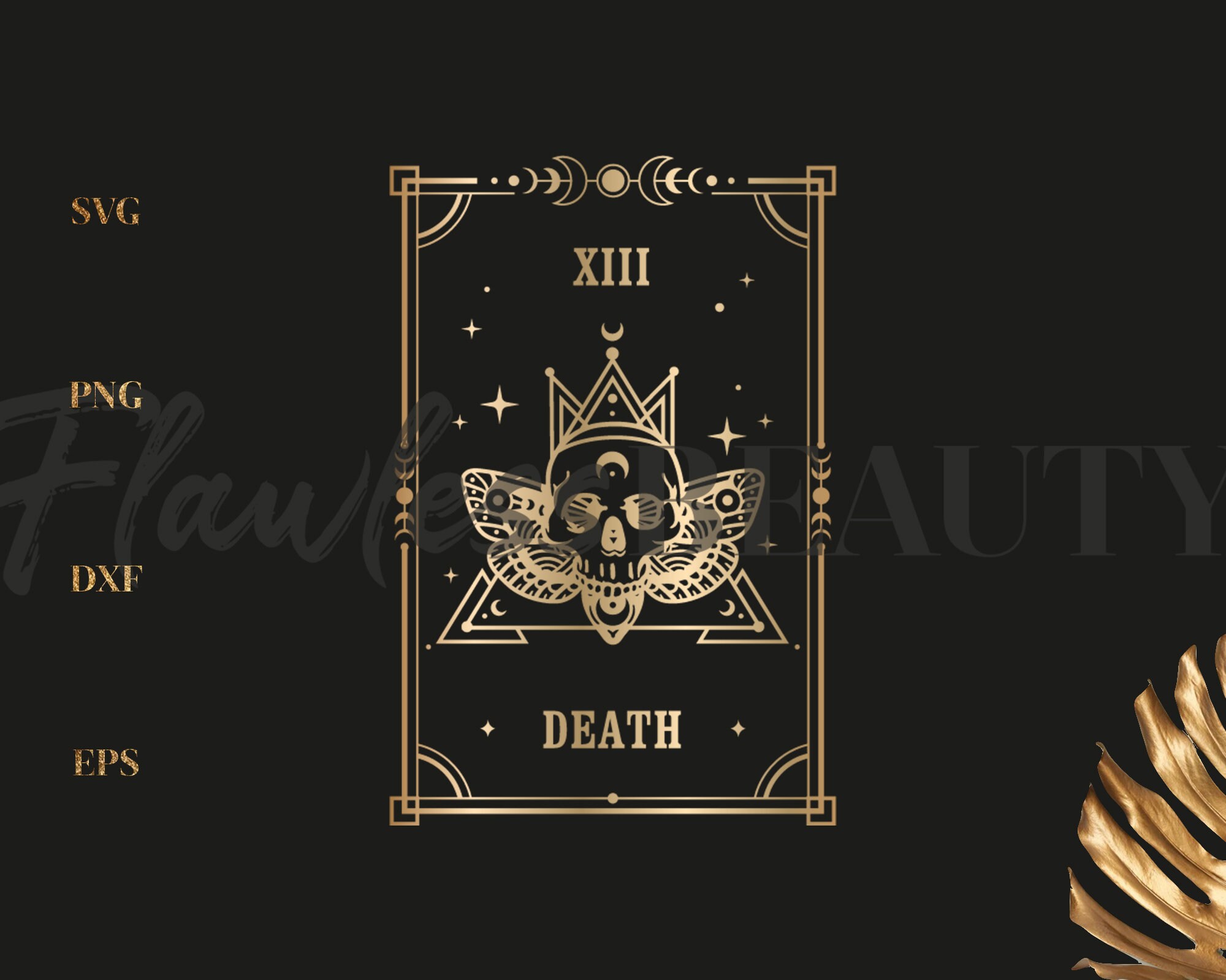 Death Tarot Card Svg Celestial Png Head Moth Mystical Gothic - Etsy UK