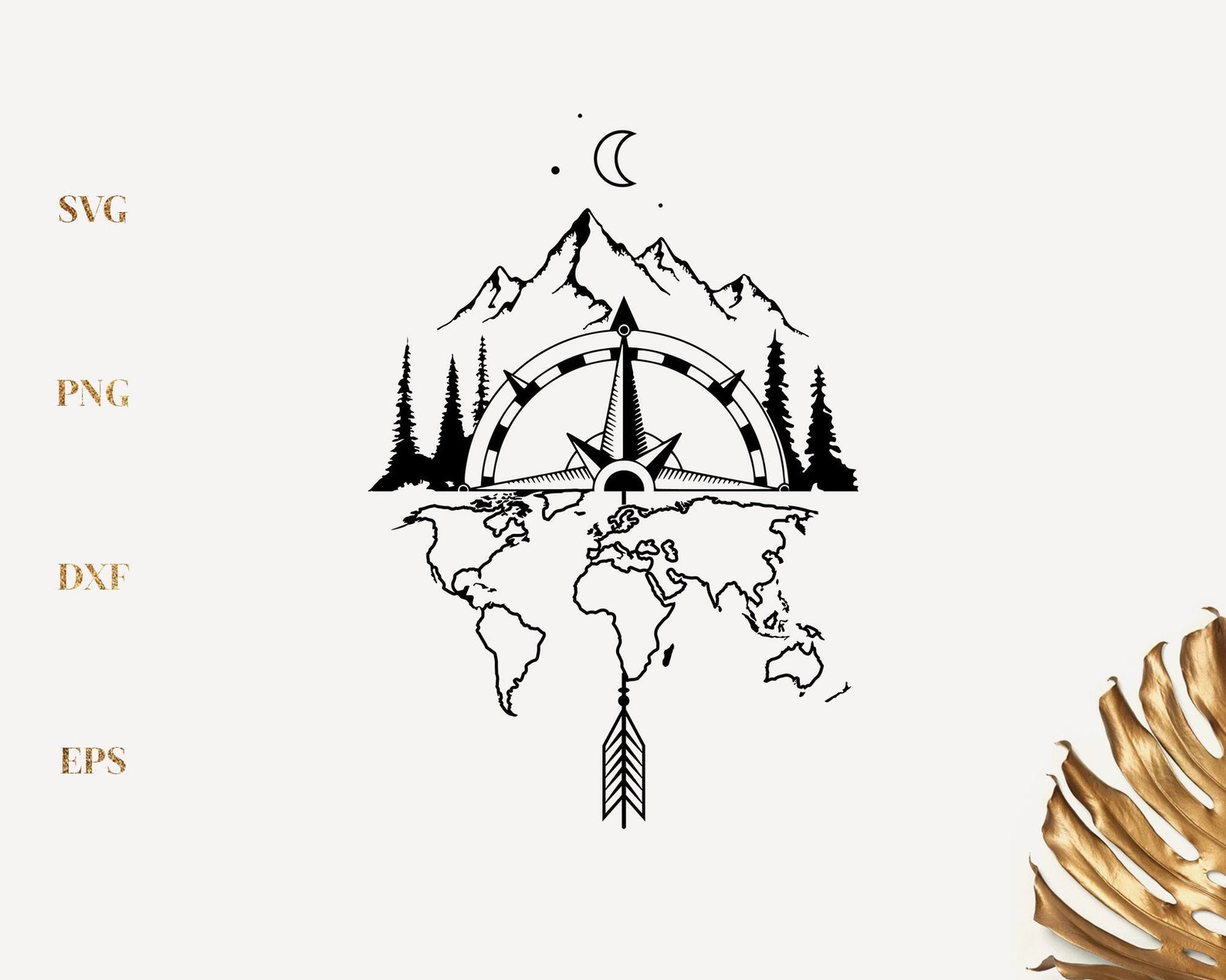 Compass Travel SVG File Adventure Svg Compass Svg World map | Etsy