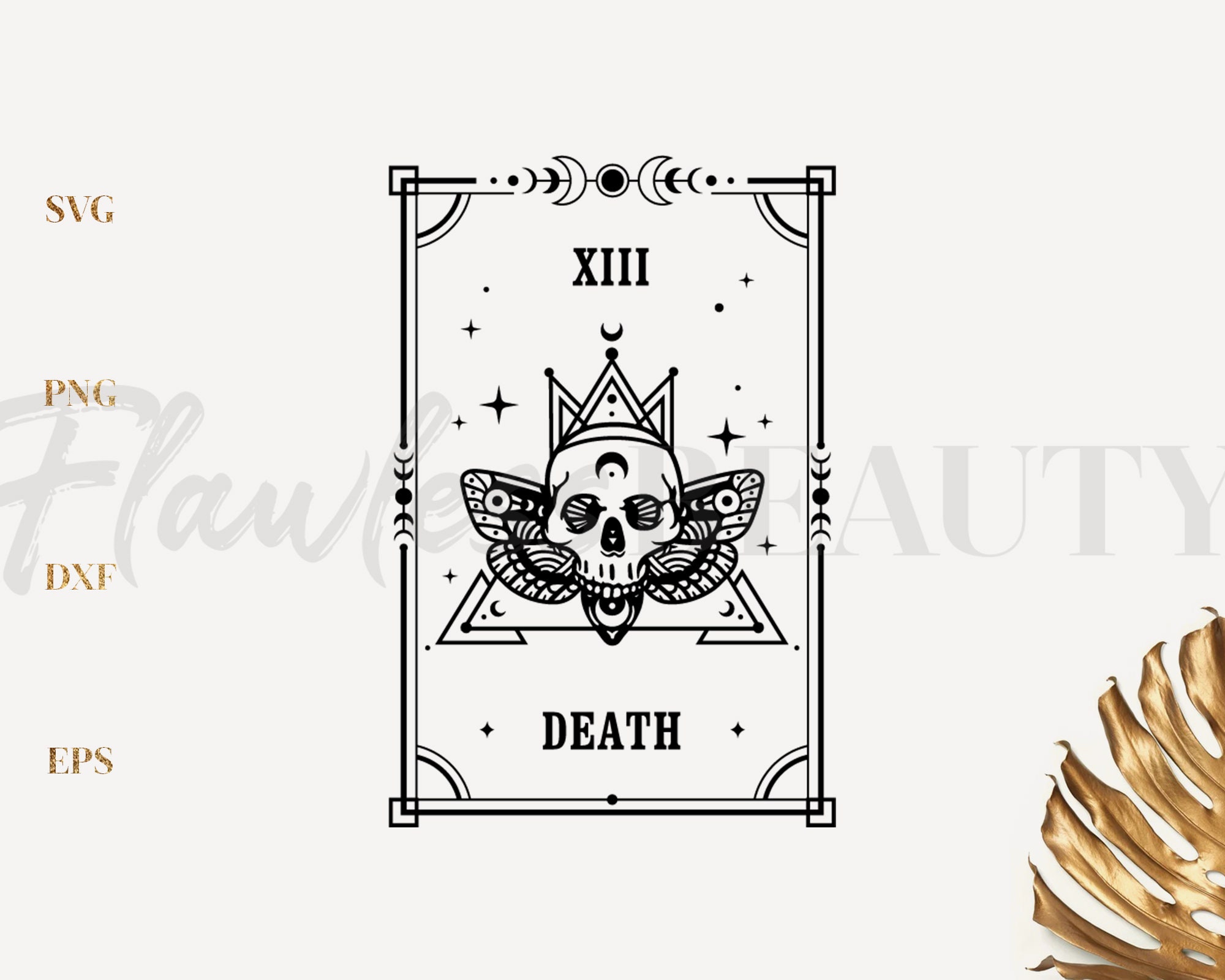 Death Tarot Card Svg Celestial Png Head Moth Mystical Gothic - Etsy Canada