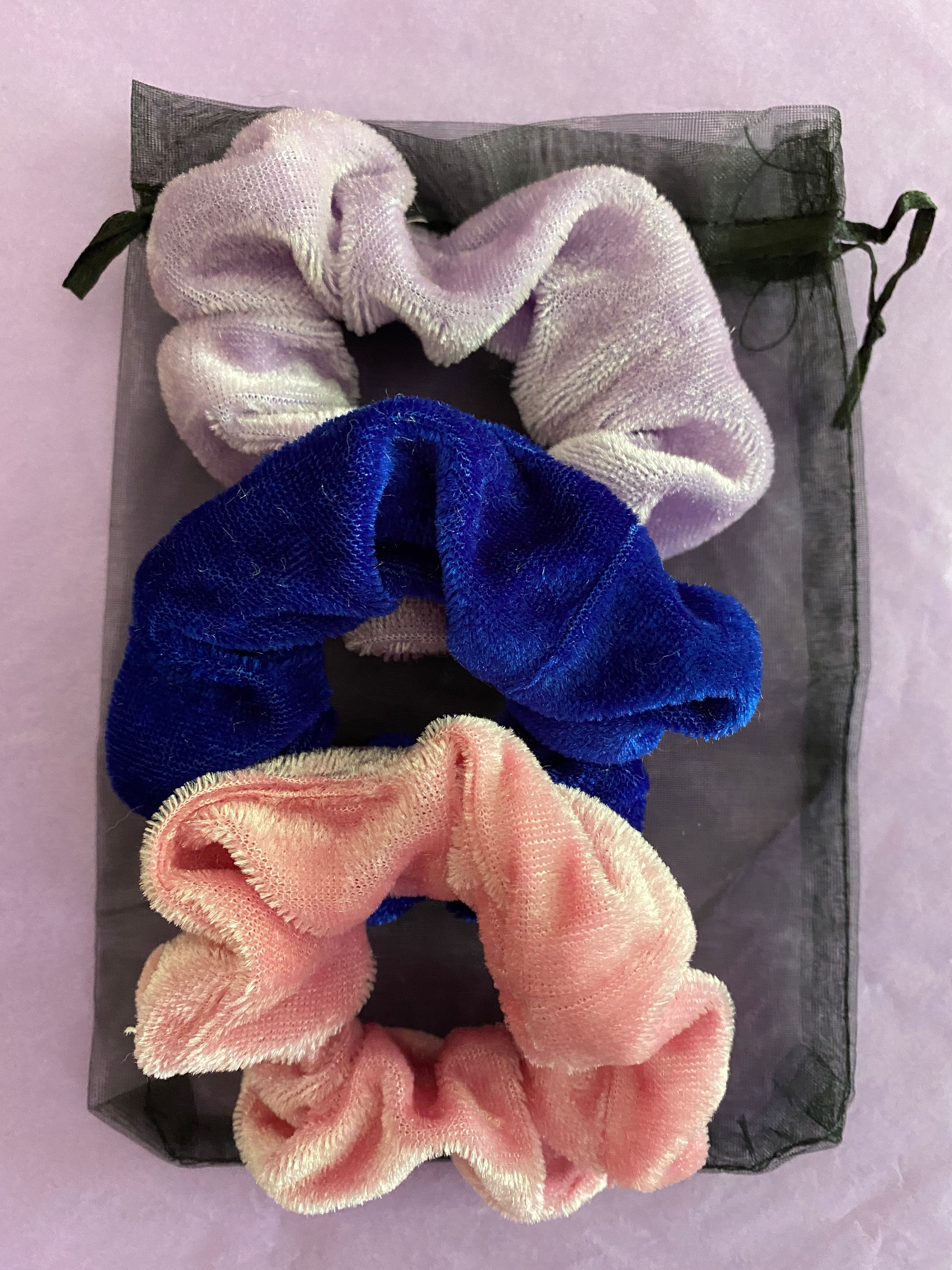 Scrunchie Set Super Soft Lightweight Scrunchies Pink, Blue and Lilac - Etsy