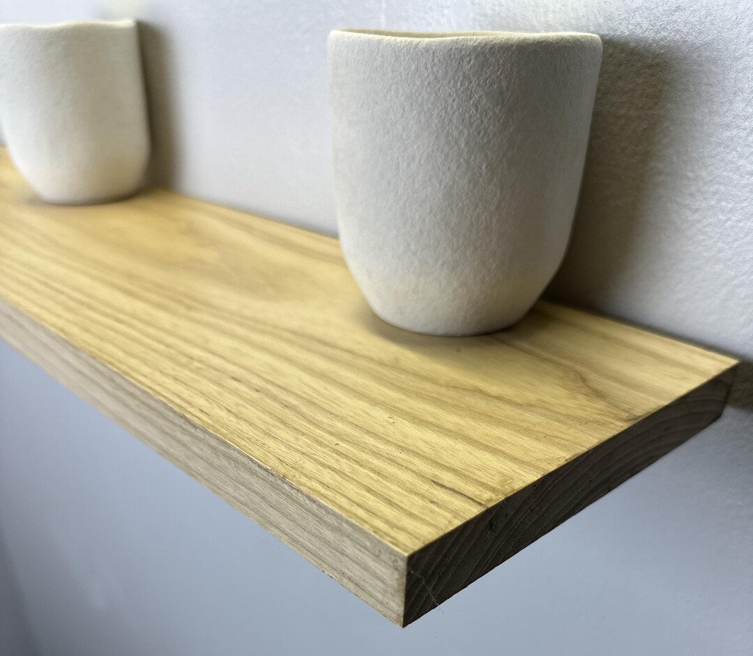 Solid American Ash Floating Shelf - Handcrafted Elegance for Modern ...