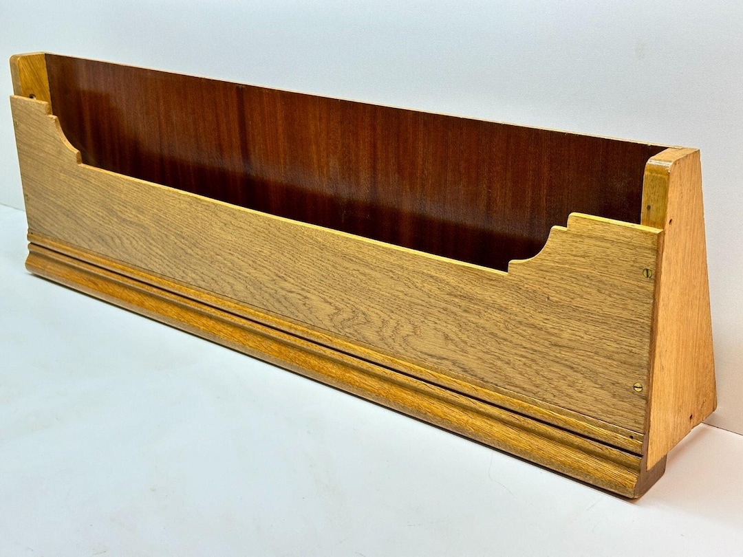 Handcrafted Solid Oak Magazine Rack - Versatile Wall or Surface Mount ...