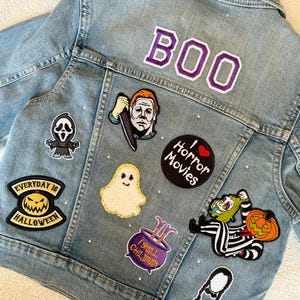 Custom Halloween Denim Jacket | Halloween Jacket | Personalized Denim ...