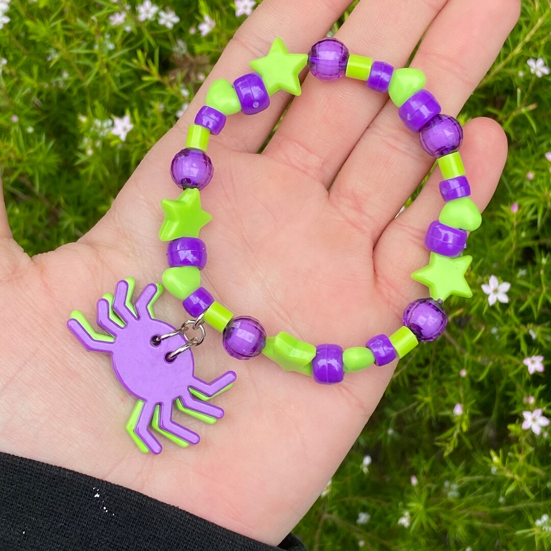 Purple and Green Spider Kandi Bracelet - Etsy