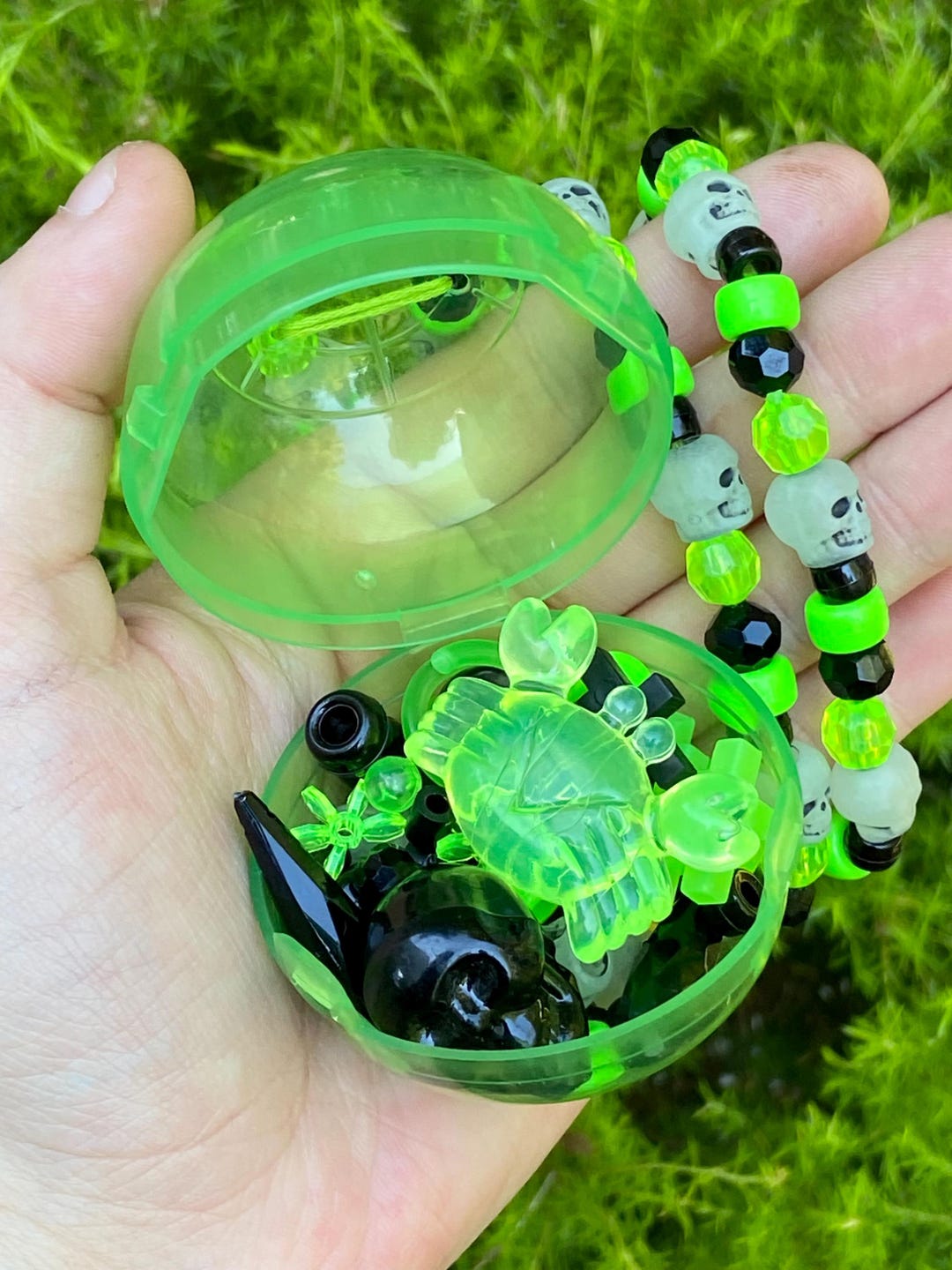 Green Capsule of Beads Necklace - Etsy