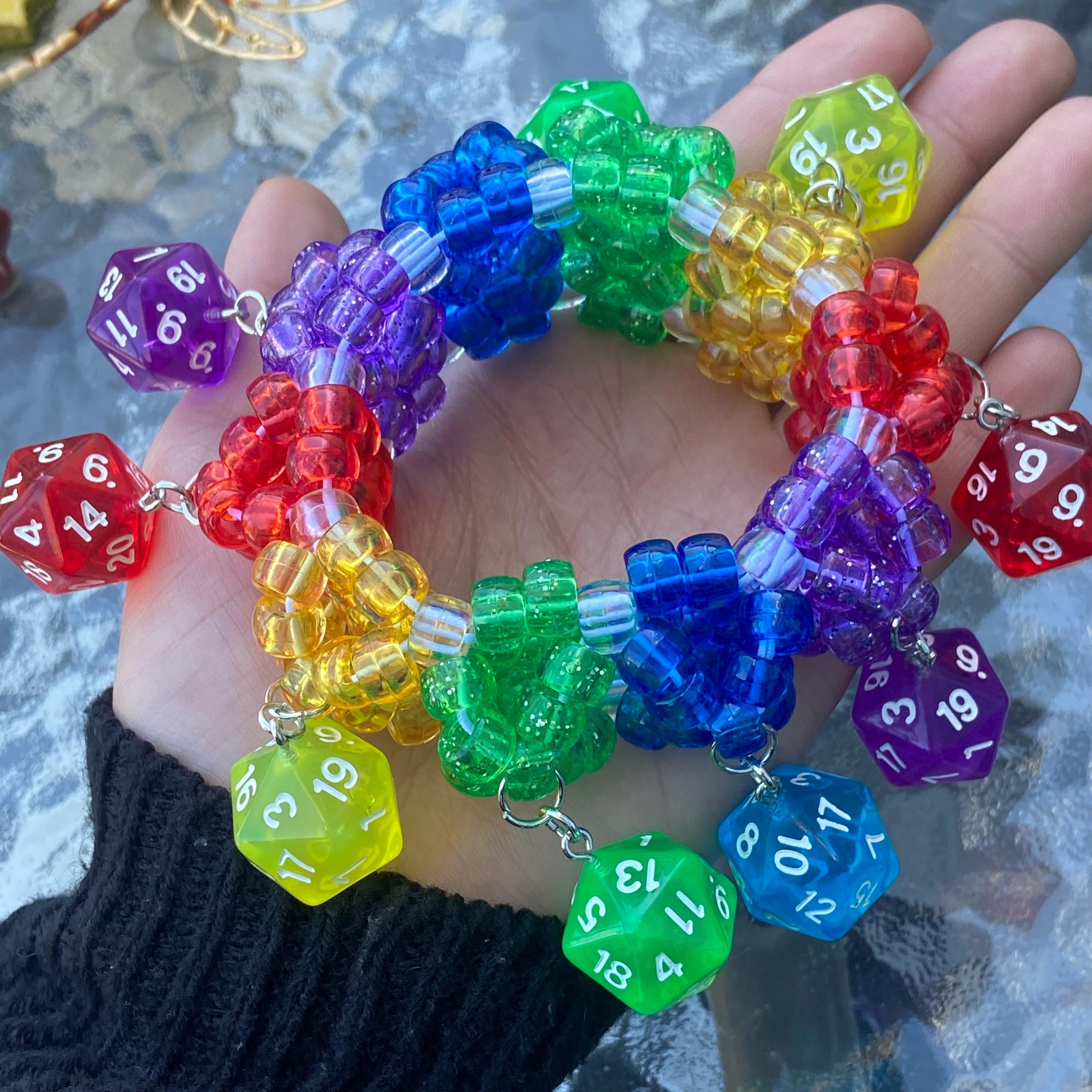 Rainbow D20 Kandi Cuff - Etsy