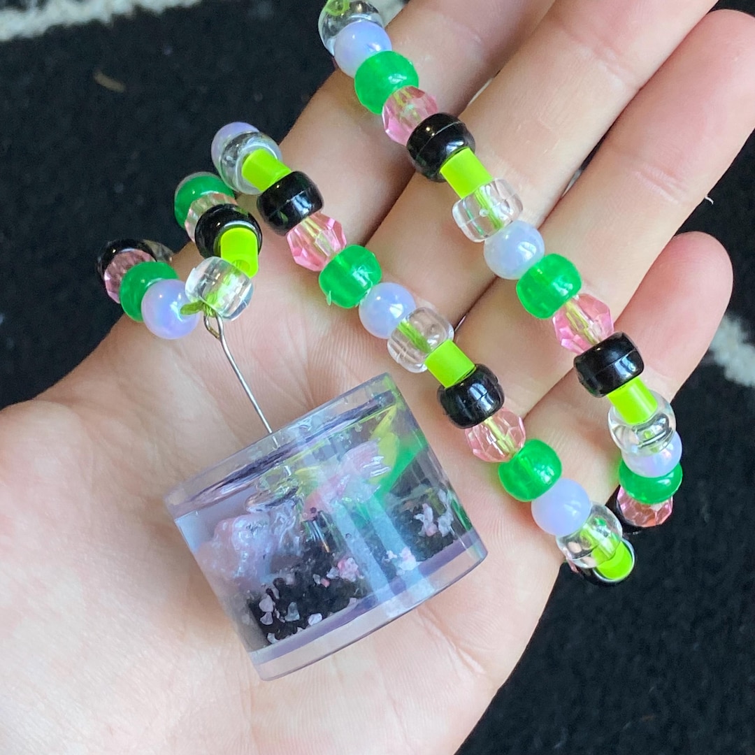 Black and Pink Fishbowl Kandi Necklace - Etsy