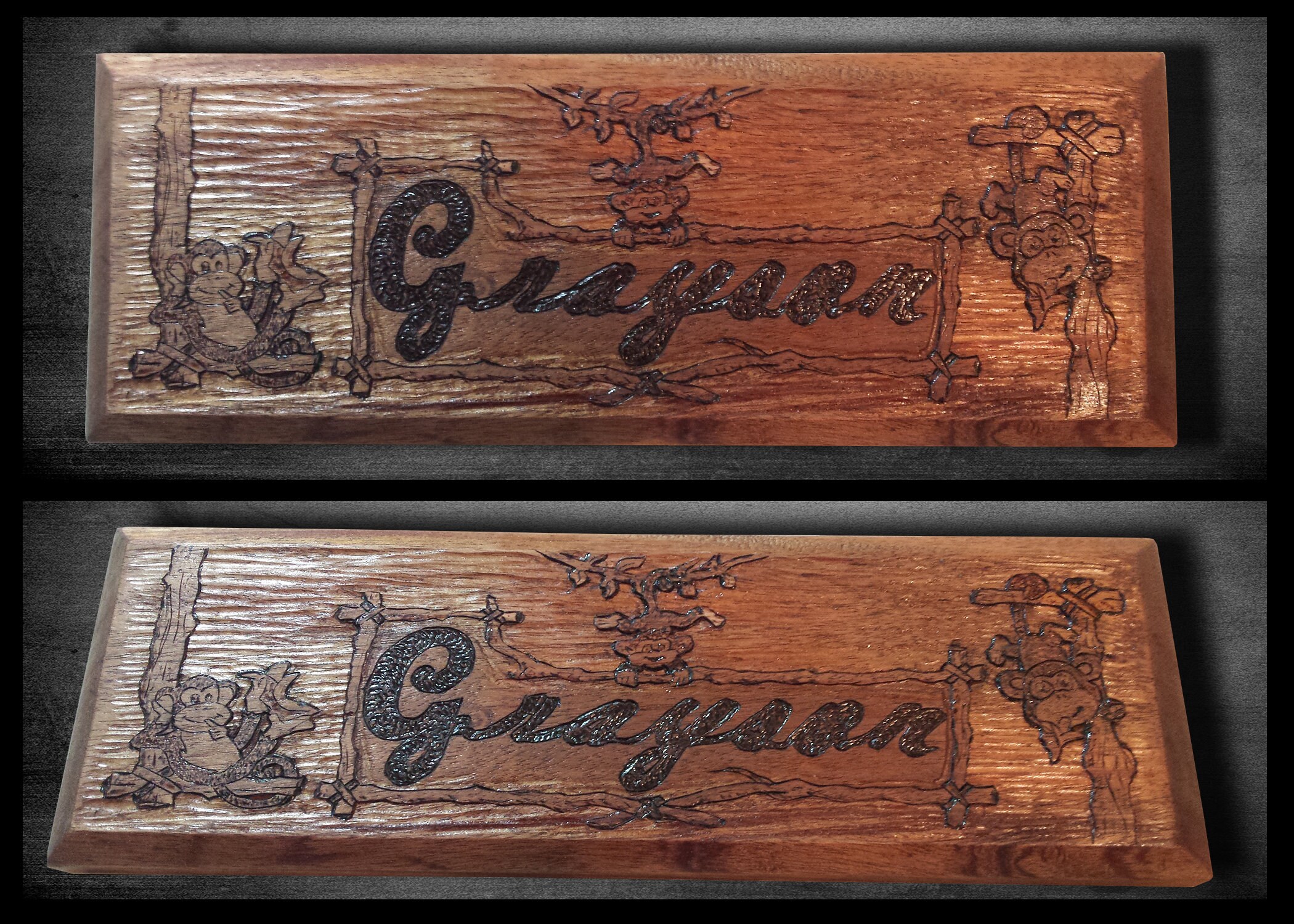 Hand Carved Mahogany, Personalised Name Plaques. - Etsy