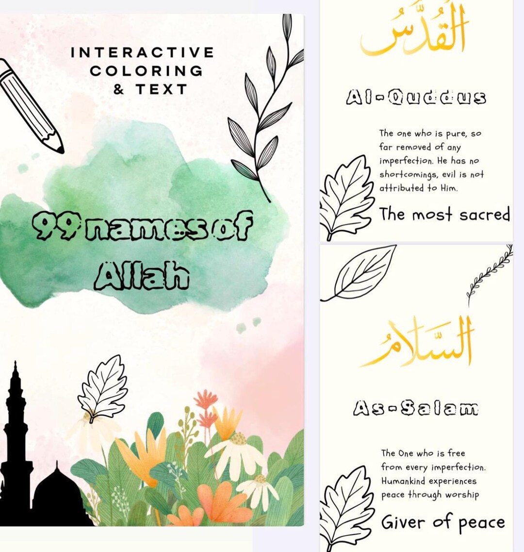 Islamic Interactive Coloring Sheets “99 Names of Allah” - Etsy