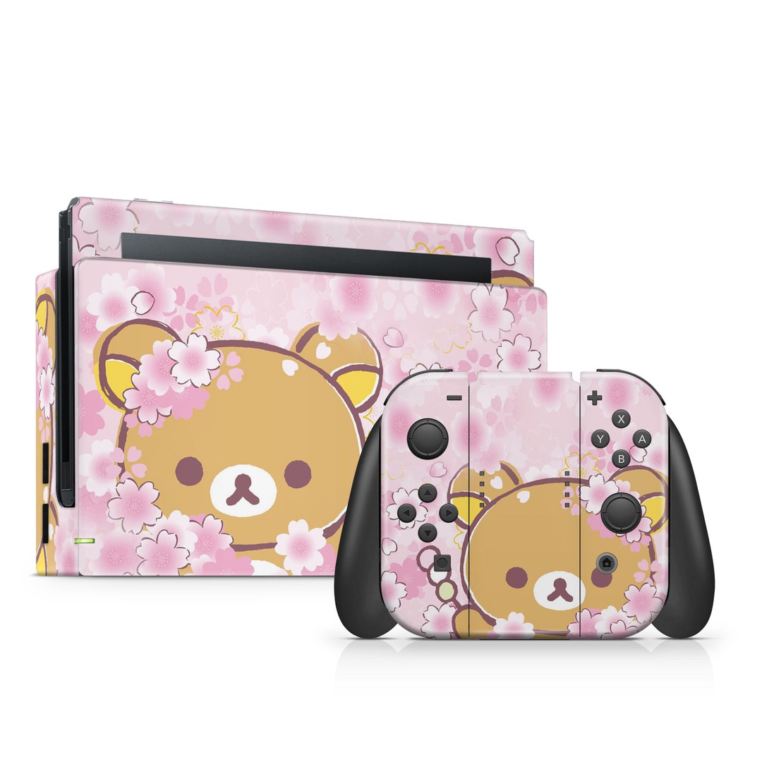 Pink Nintendo OLED Vinyl Skin Cute Bear Decal Nintendo Switch Sticker ...