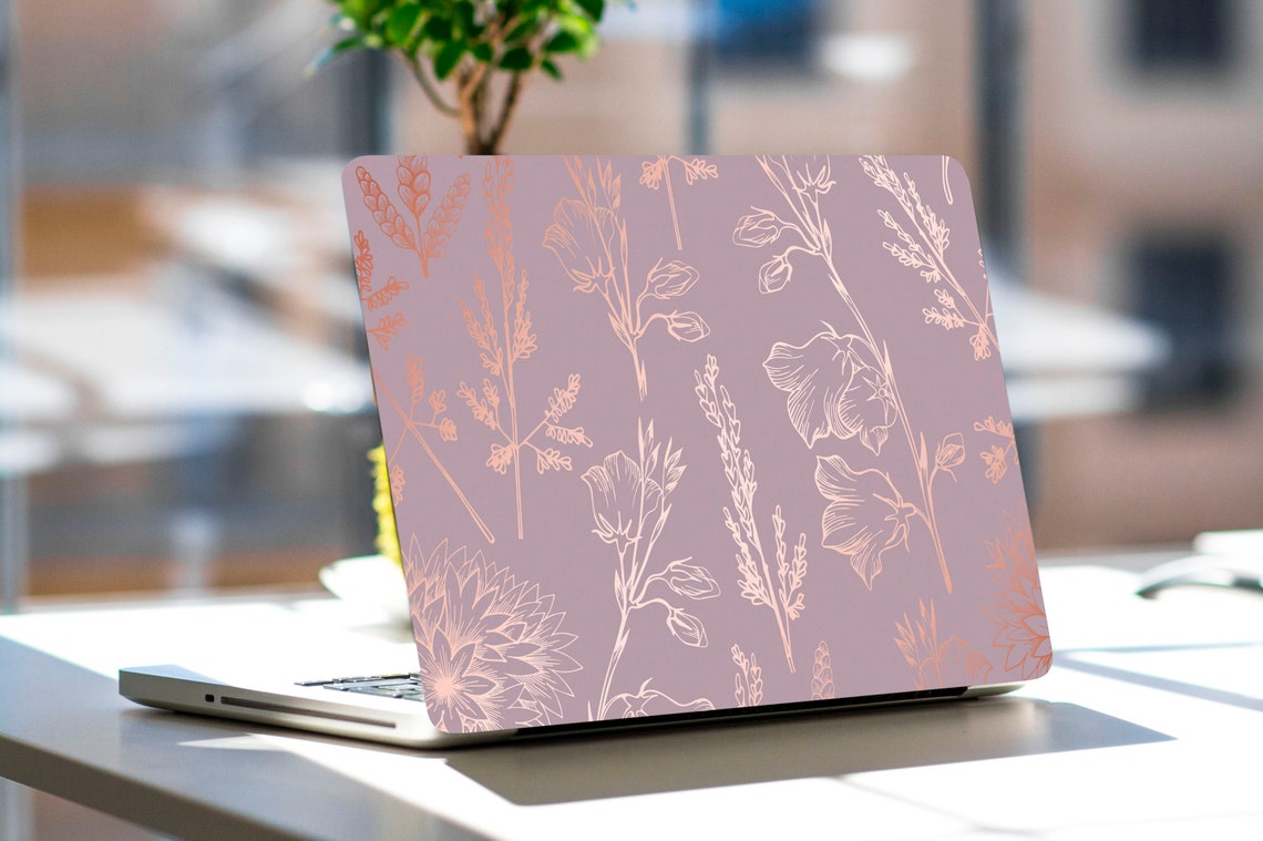 Pink Marble Laptop Skin Floral Notebook Vinyl Decal Dell Hp Lenovo Asus ...