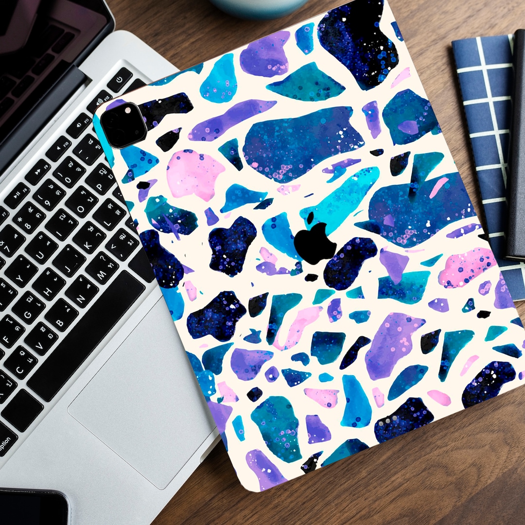 Terrazzo New iPad Pro 12.9 Back Sticker Blue iPad Mini Solid Color ...