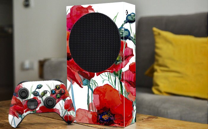 Calcomanías rojas para xbox series x s consola floral roja y ...