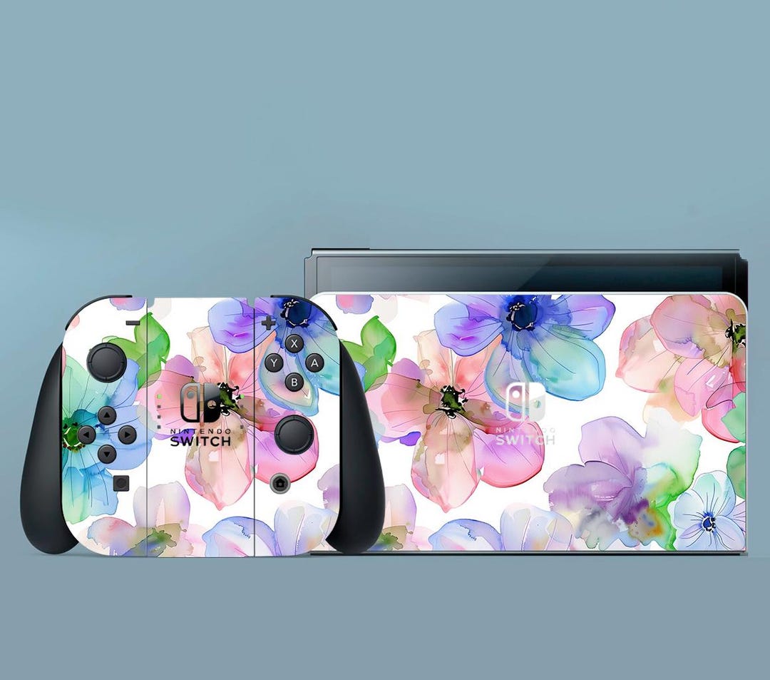 Watercolor Switch Skin Sakura Switch Skin Floral Switch OLED Skin ...