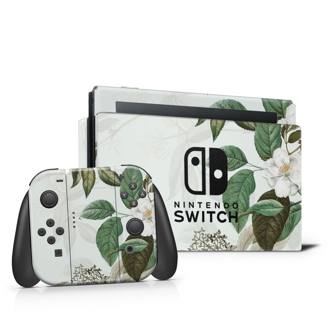 Wild Rose Nintendo OLED Skin, Aesthetic Green Flowers Nintendo Switch ...