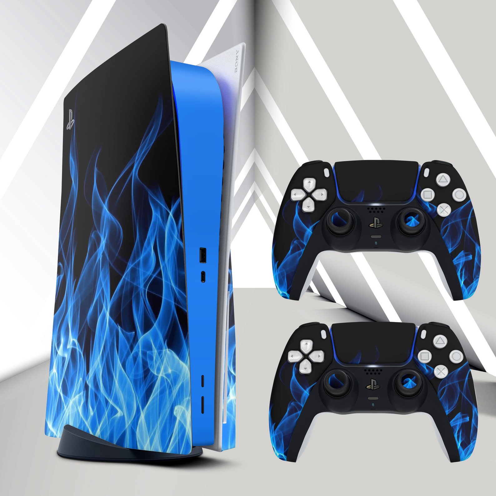 Blue Fire PS4 Skin PS5 Console And Controllers Abstract Skin Etsy