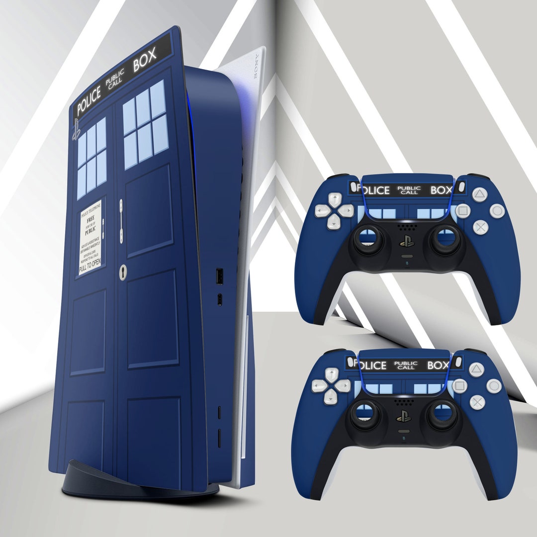 PS5 Slim Skin Police Box Ps4 Pro Slim Fat Vinyl Skin Dark Blue Decal ...