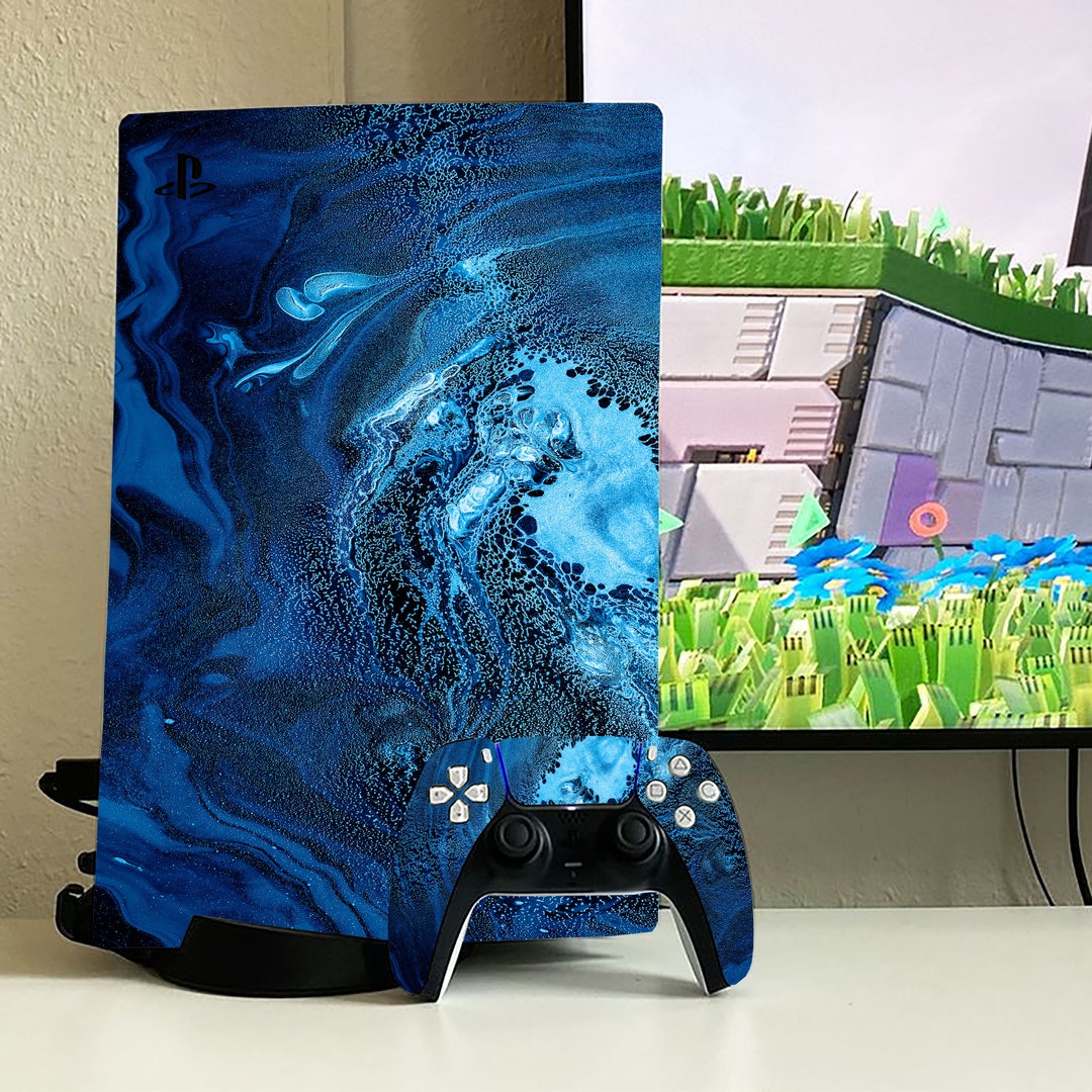 PS5 Skin Blue Playstation 5 Skin Marble Console and Controller Vinyl ...