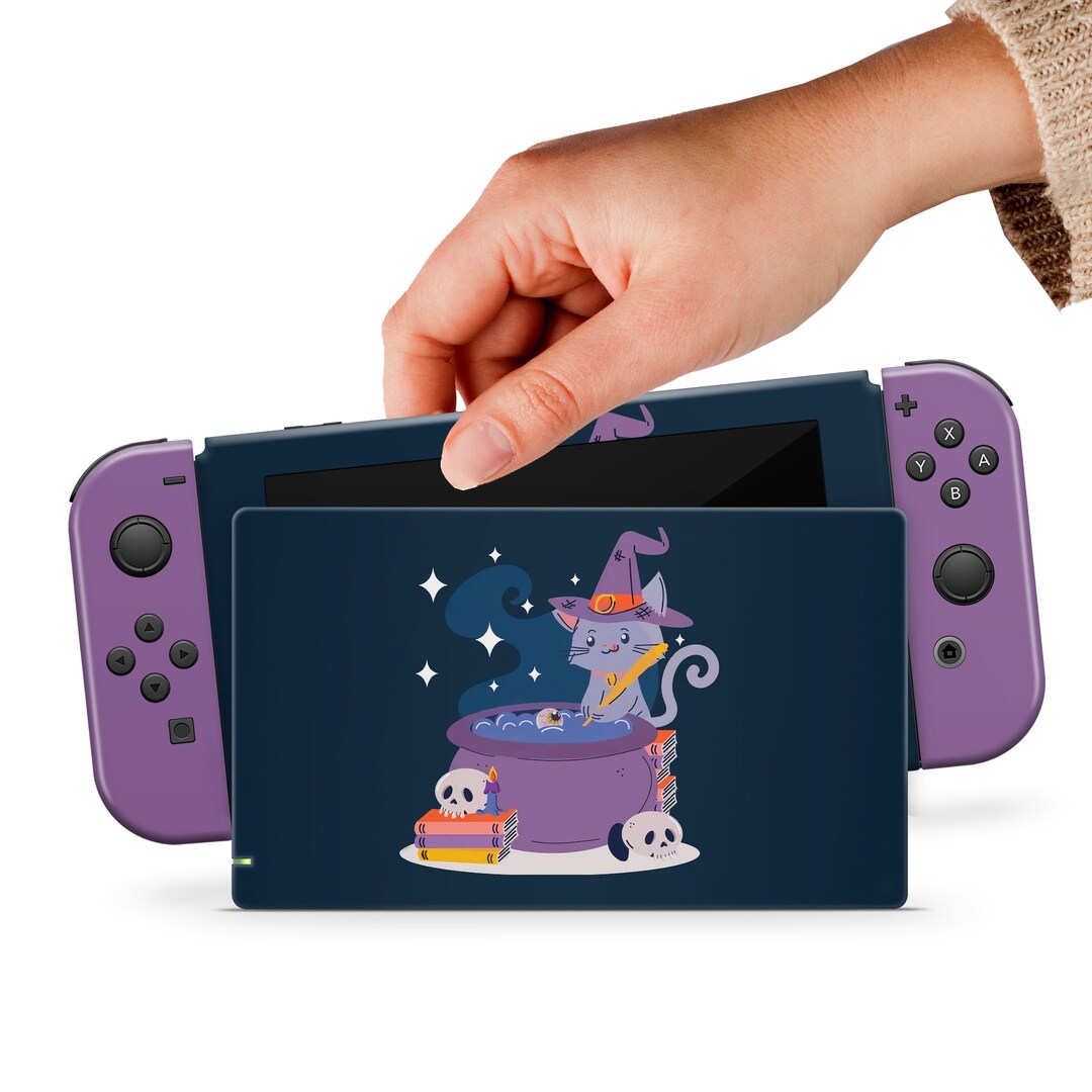 Cauldron Kitty Cat Nintendo Switch Oled Skin, Purple Witch Cat ...