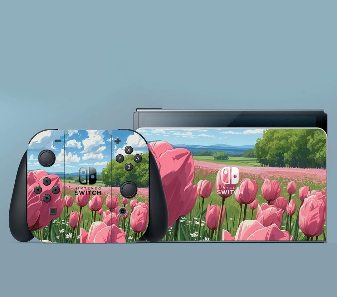 Pink Switch Skin Tulips Switch Skin Floral Switch OLED Skin Nature ...
