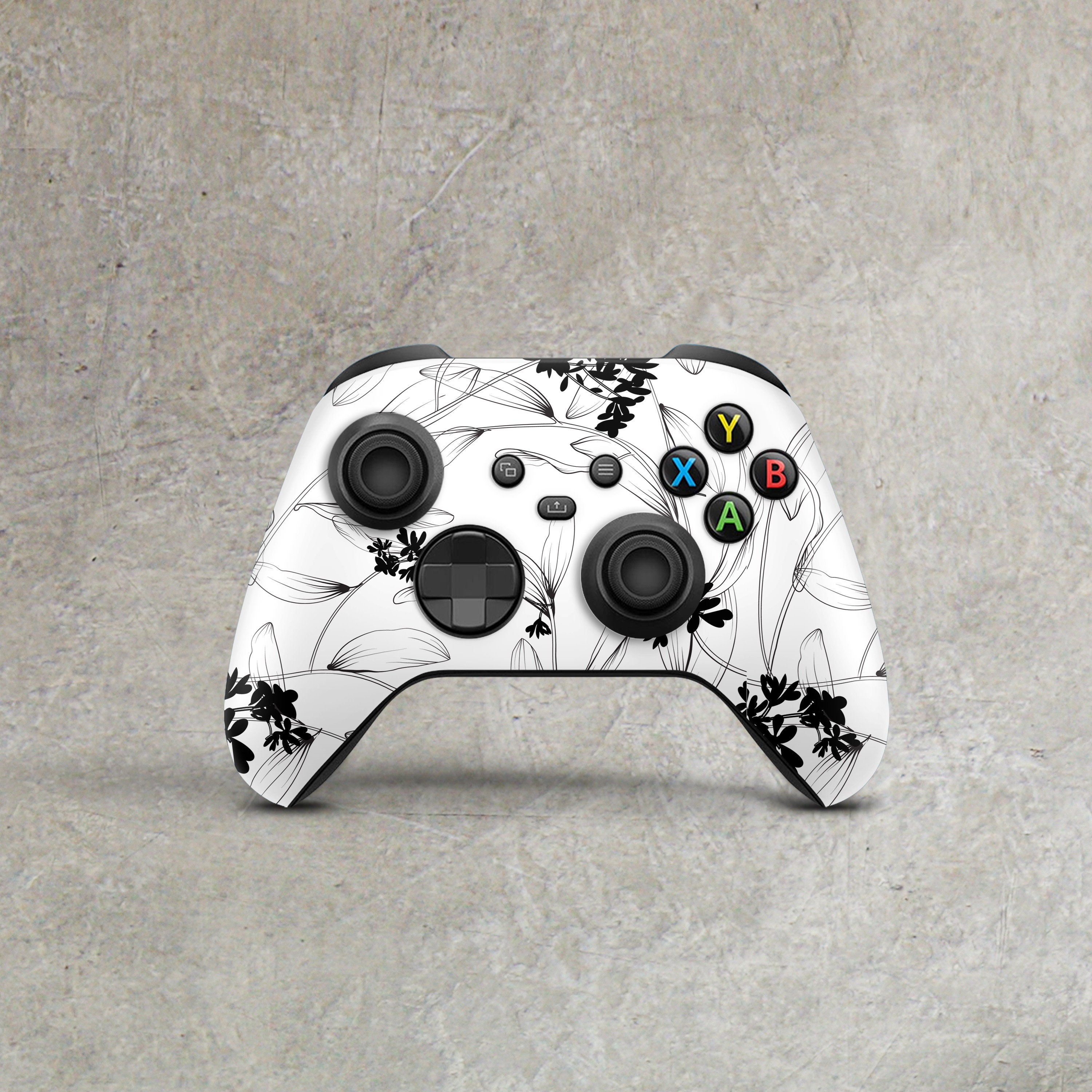 White Floral Texture Xbox One X Skin Xbox One S Black Pattern Skin Xbox ...