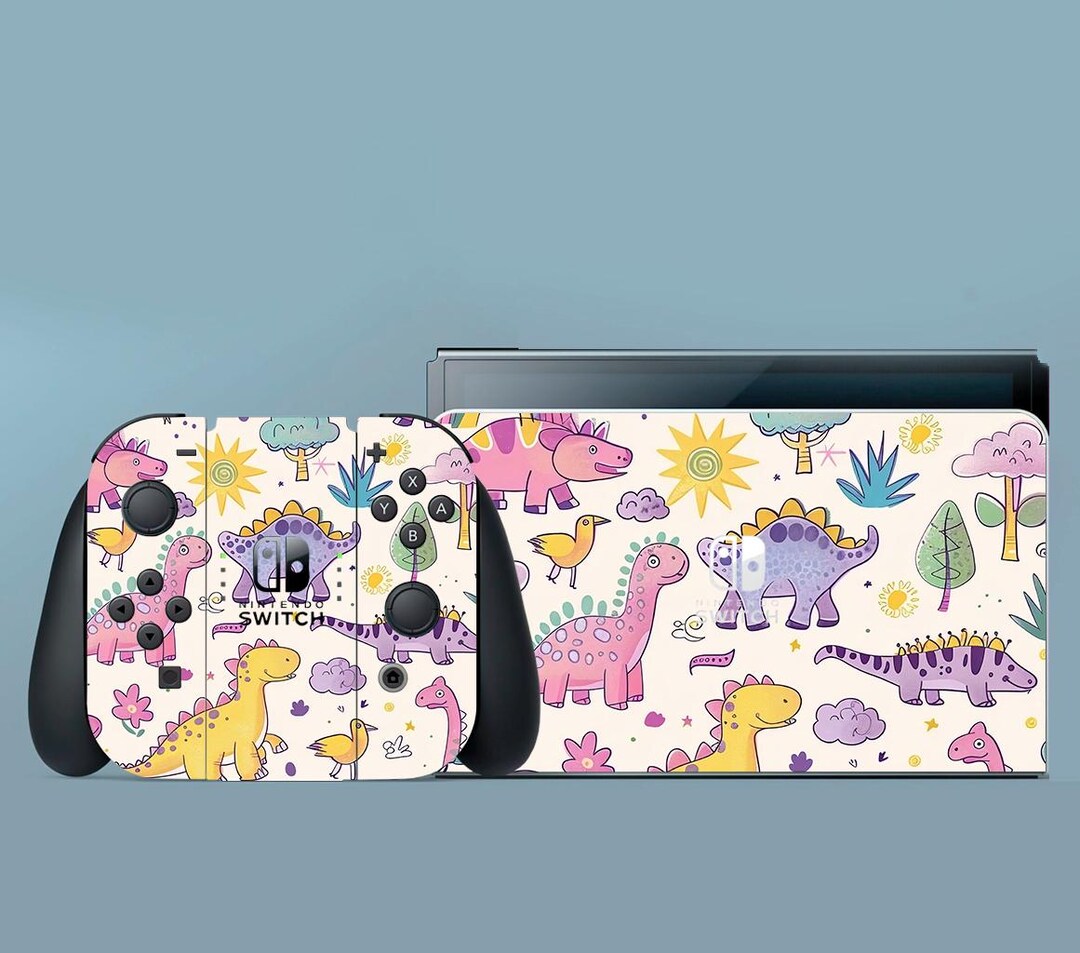 White Switch Skin Dinosaurs Switch Skin Animal Switch OLED Skin Nature ...