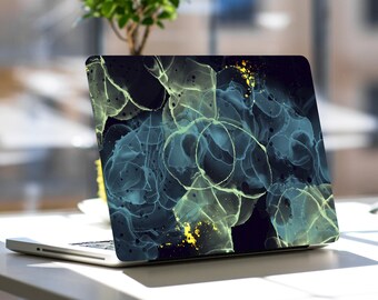 Geomertic Marble Laptop Skin Blue Gold Notebook Vinyl Decal Dell Hp ...