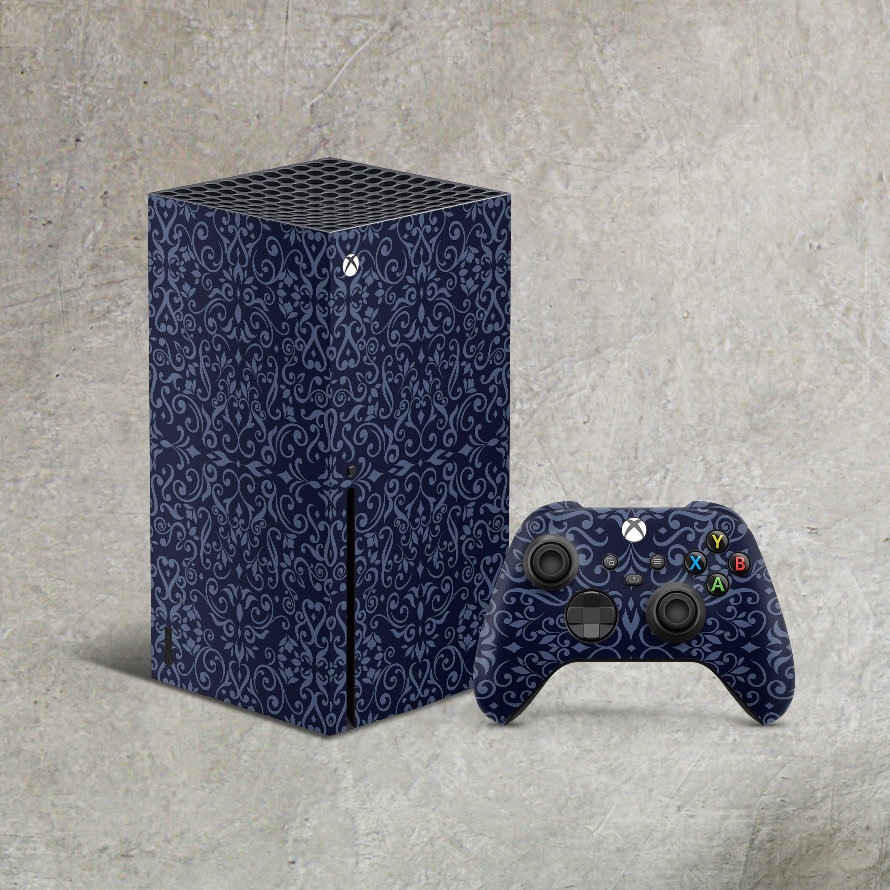 Patrón azul Xbox Series X Skin Textura floral Xbox Series S Controlador ...