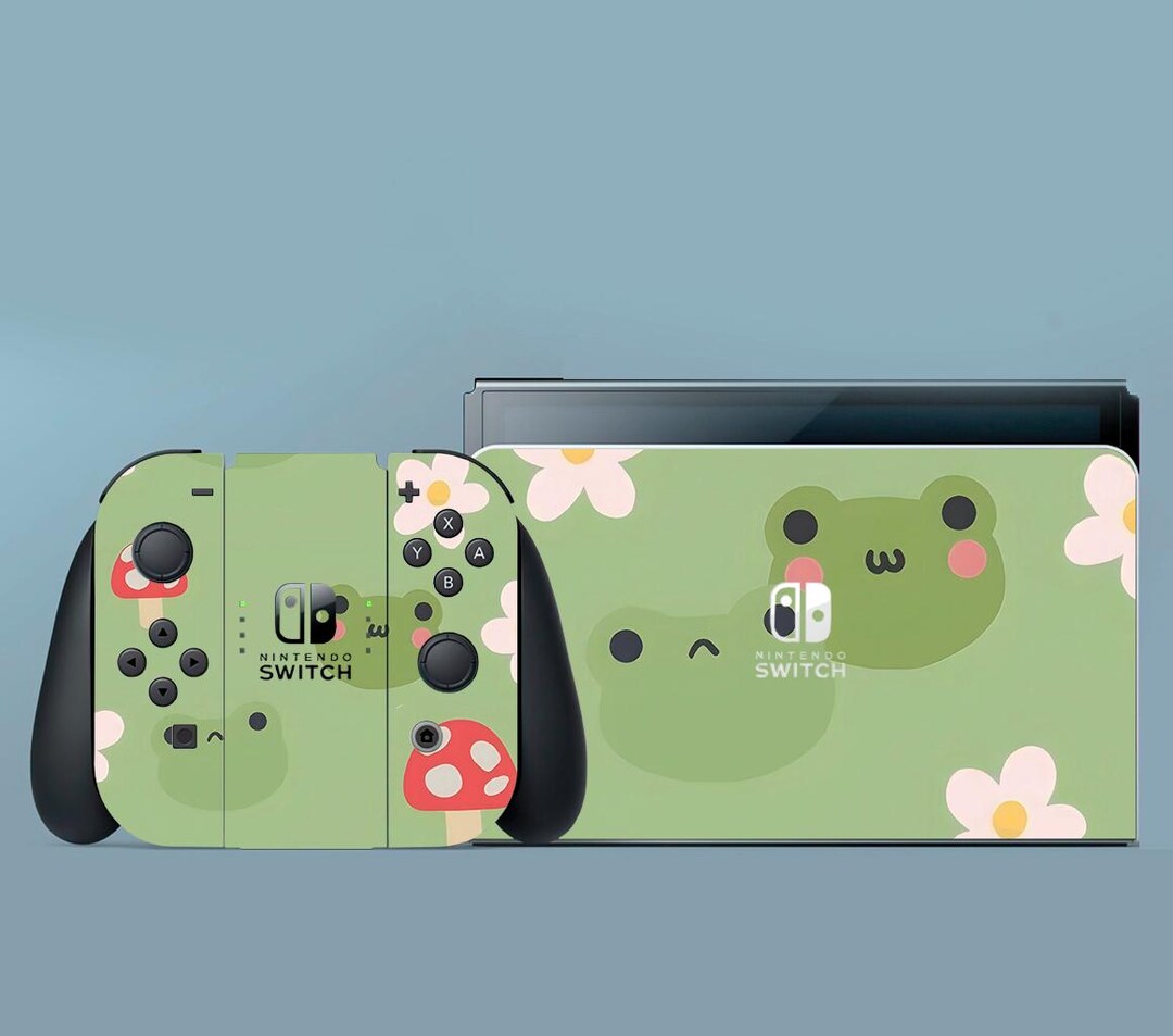 Green Switch Skin Frog Switch Skin Mushrooms Switch OLED Skin Nature ...