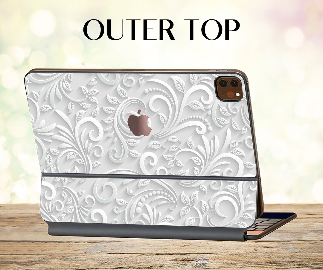 Abstract Floral Skin Magic Keyboard Skin White Vinyl Decal for Apple ...