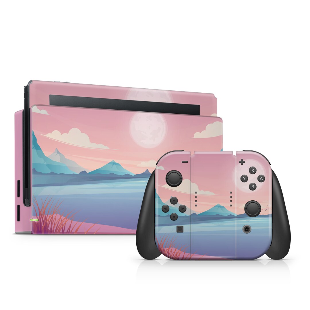 Pink Nintendo Skin Mountains Switch Skin Nature Switch Skin Blue Lake ...