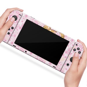 Pink Nintendo OLED Vinyl Skin Cute Bear Decal Nintendo Switch Sticker ...