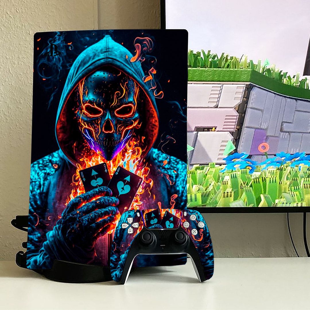 PS4 Skin Skull Pattern Ps4 Pro Slim Fat Vinyl Anime Fire Playstation ...
