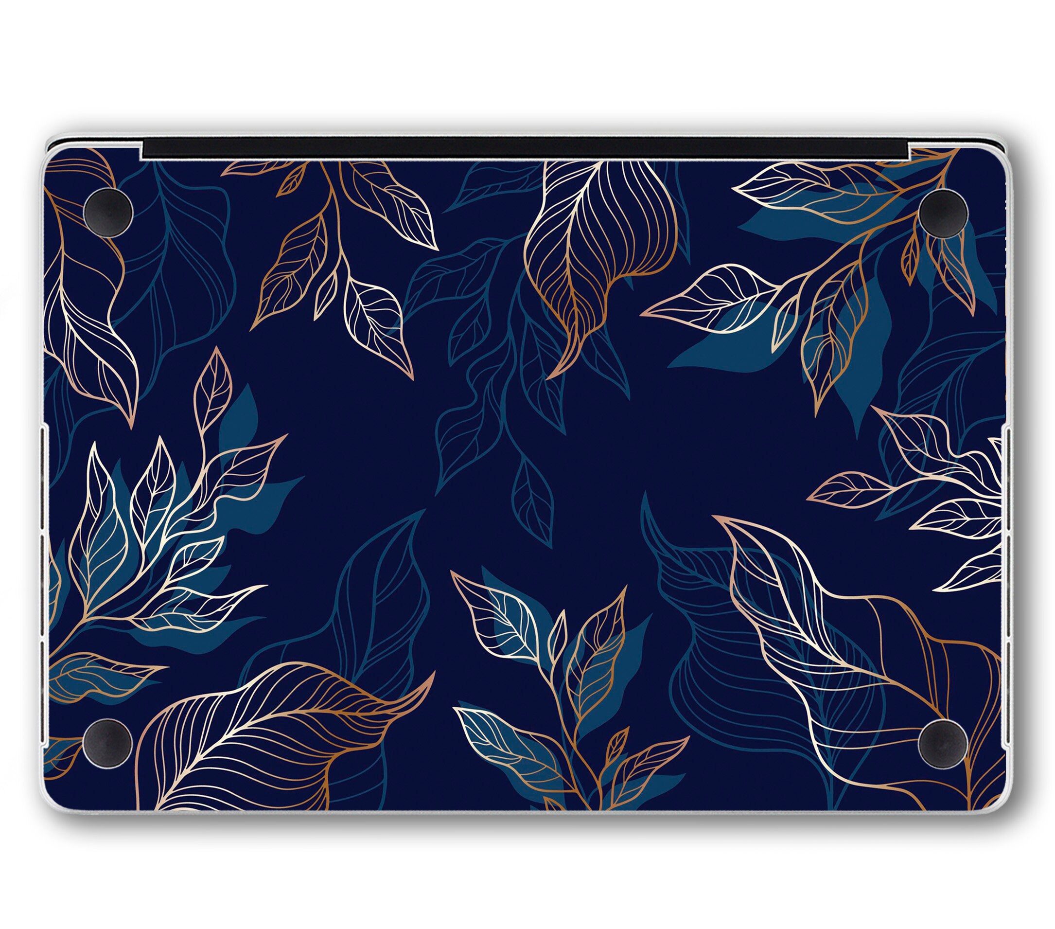 Gold and Nature Line Art Ink Drawing MacBook Skin Blue MacBook Pro 13 ...