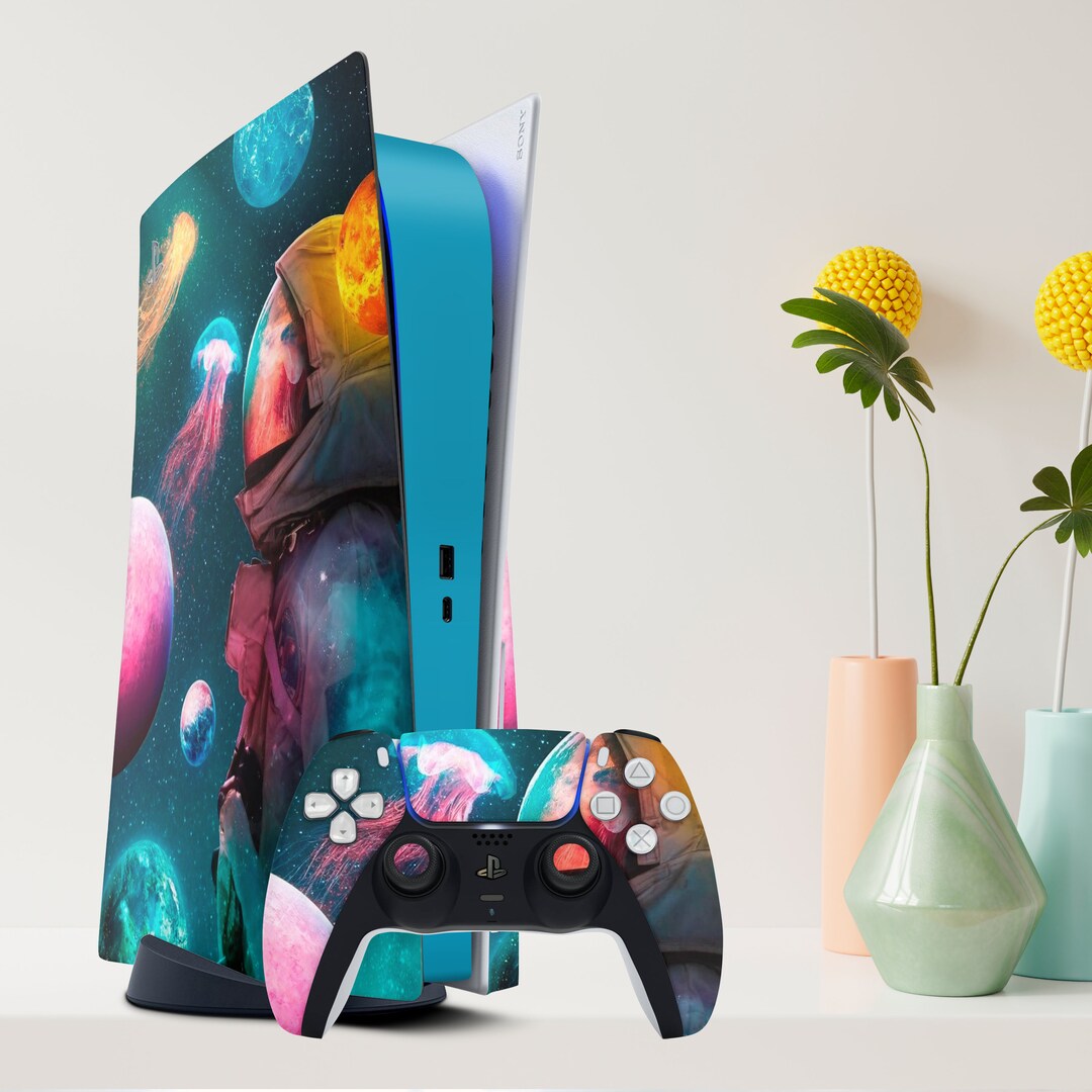Astronaut PS5 Skin Space Ps4 Skin Blue Pattern PS4 Slim Skin Jellyfish ...