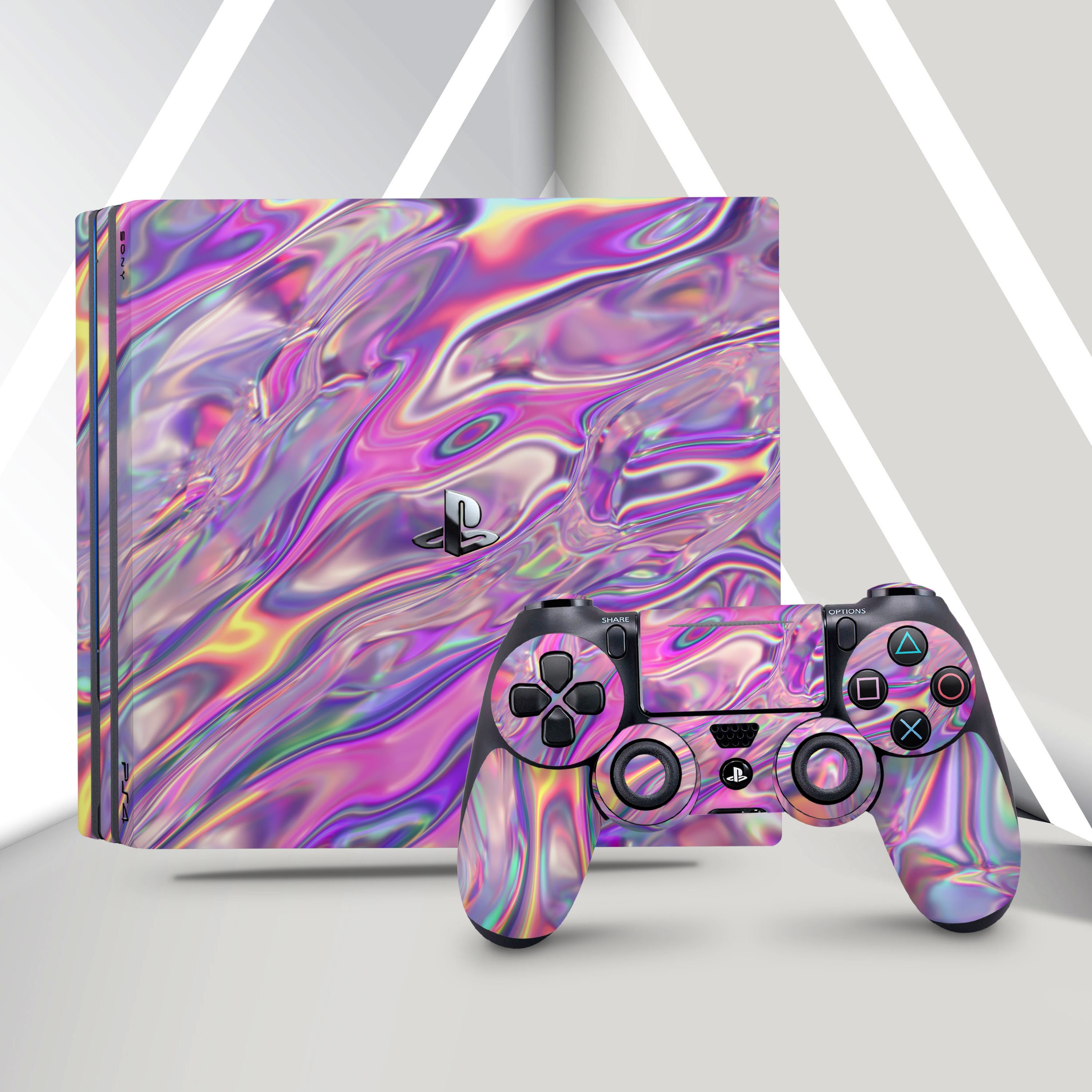 Abstract PS5 Skin Purple Crystal PlayStation 4 Pro Console & | Etsy