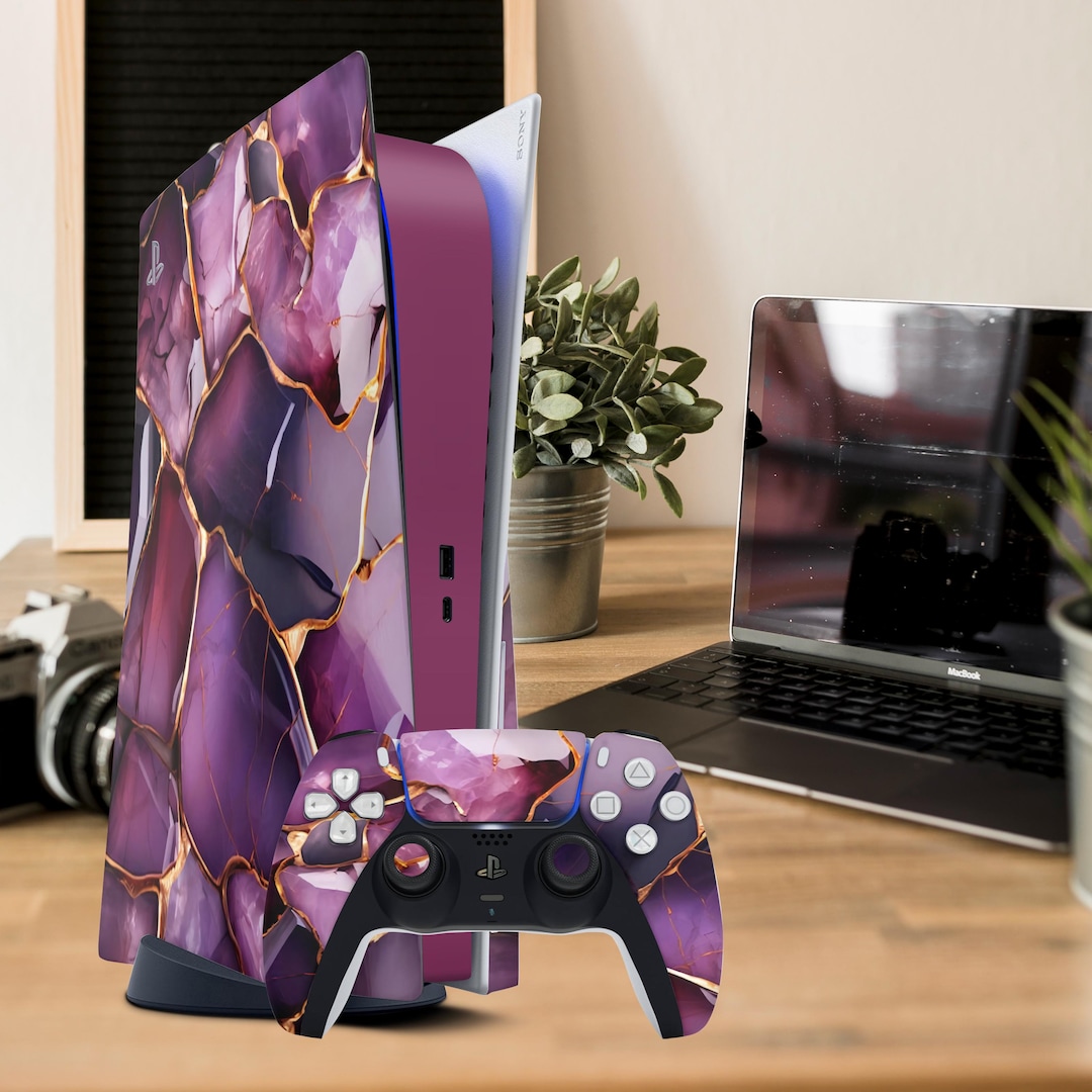 PS5 Pro Skin Purple Crystal Ps4 Pro Slim Fat Vinyl Art Pattern ...