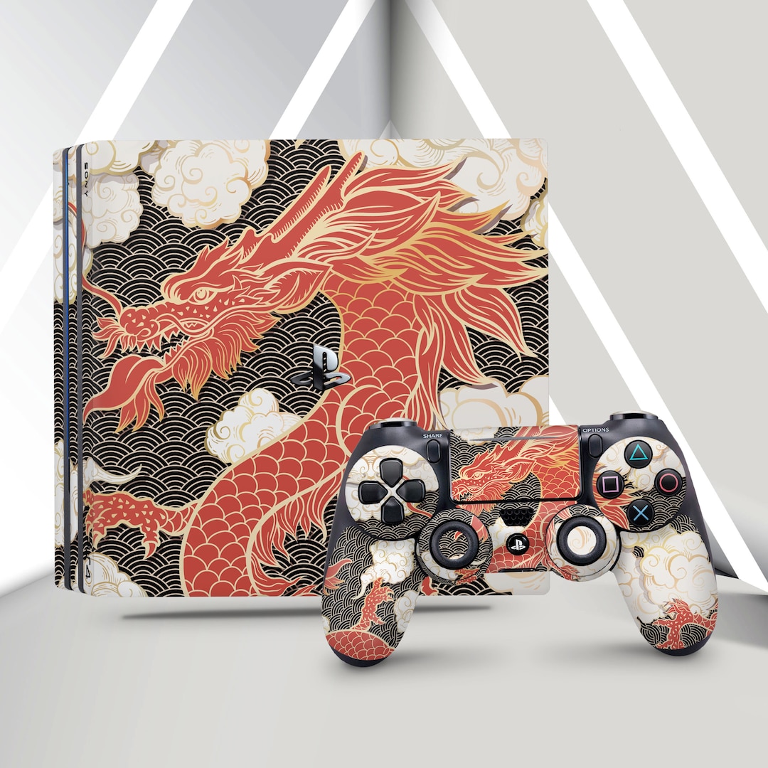 Animal PS5 Slim Skin Chinese Dragon PS4 Pro Slim Fat Vinyl Skin Clouds ...