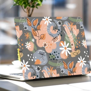 Grey Laptop Skin Sticker Floral Notebook Vinyl Decal Dell Hp Lenovo ...