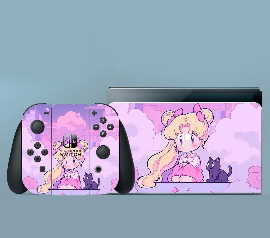 Purple Switch Skin Anime Switch Skin Pink Switch OLED Skin Animal Decal ...