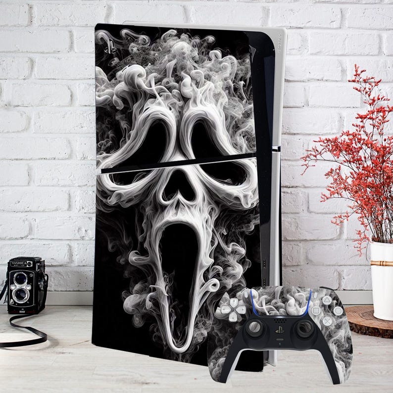 Scull PS5 Controller & Console Skin White Smoke Playstation 4 ...