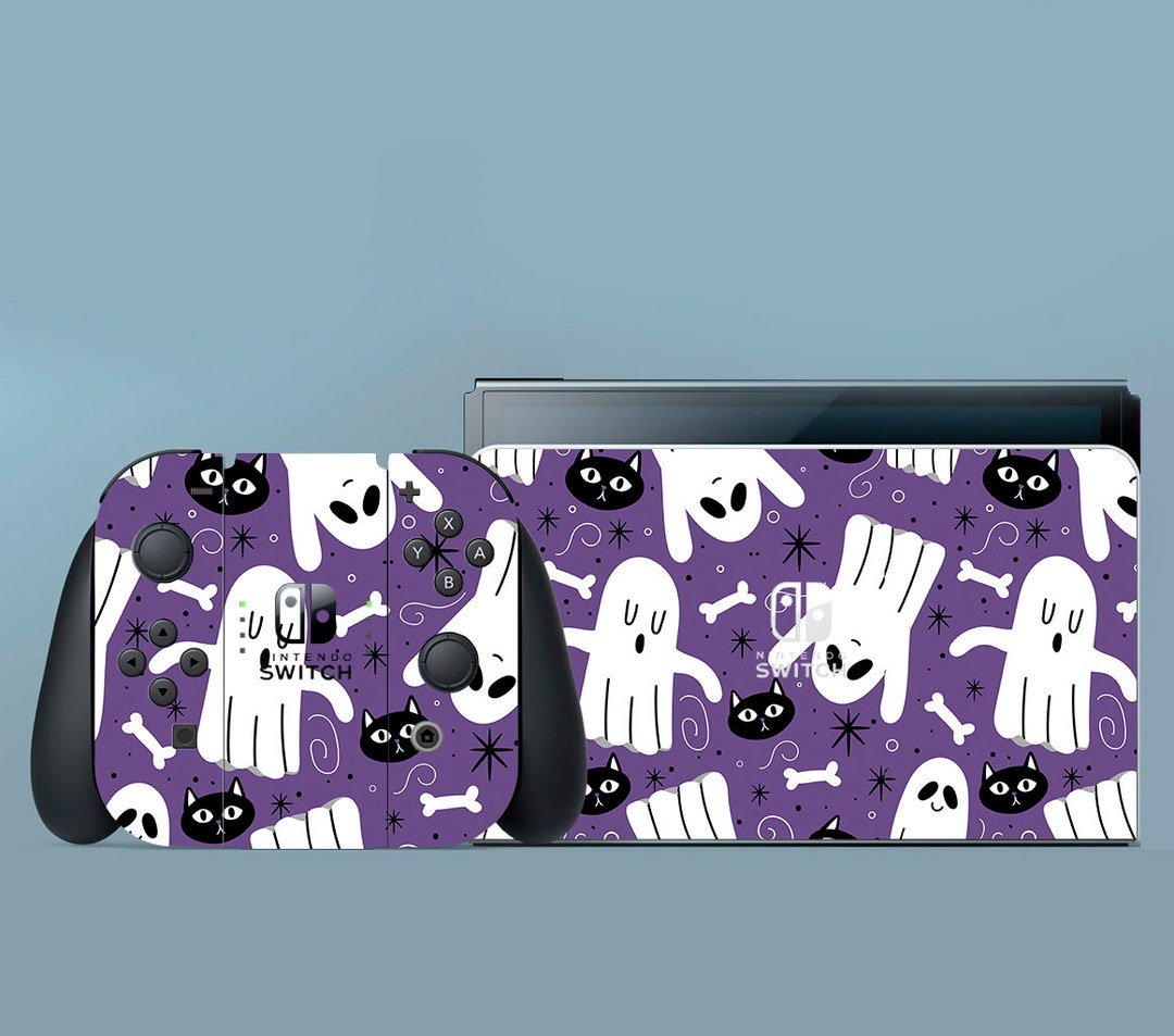 Ghost Pattern Switch Skin Purple Switch Skin Cat Switch OLED Skin ...