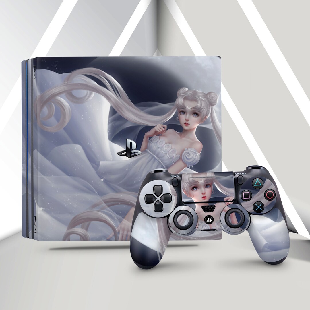 PS5 Skin Moon Skin PS4 Girl Anime PS4 Sticker Night Skin PS4 Watercolor ...