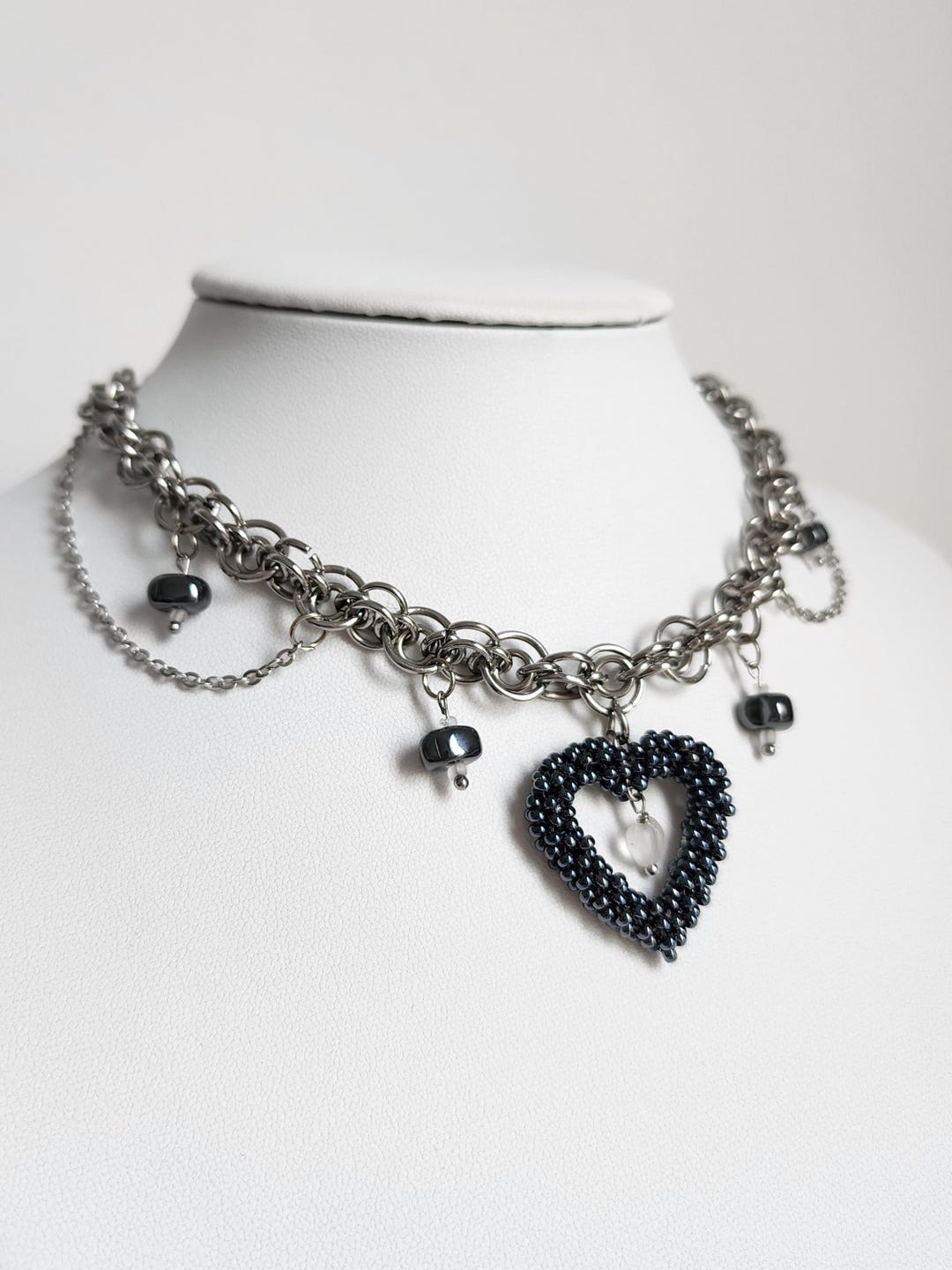 Chainmail Choker Necklace heart's Flutter Stainless Steel Choker ...